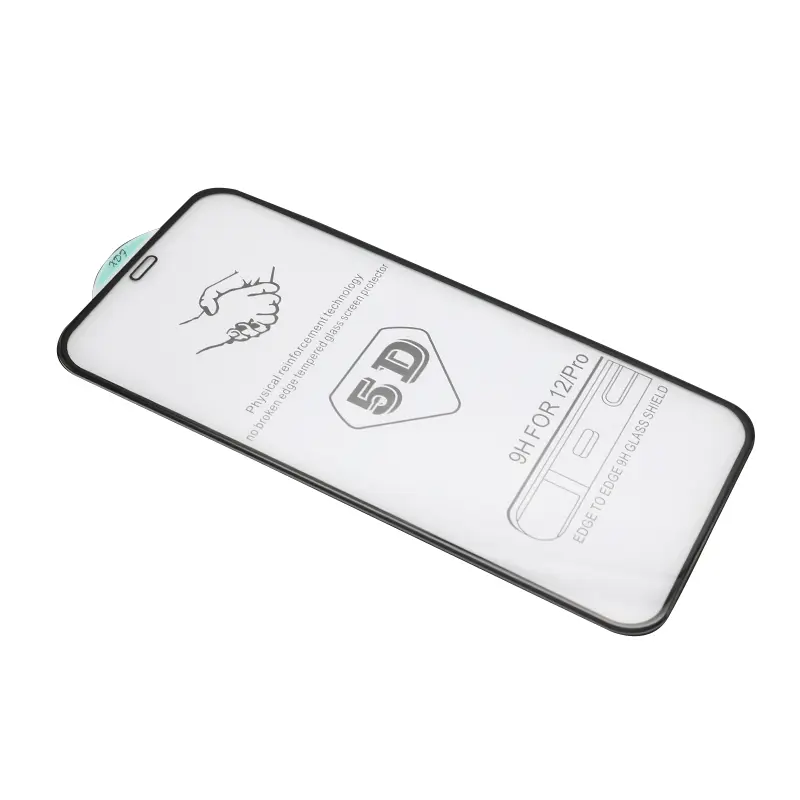 Folija za zaštitu ekrana GLASS 5D za Iphone 12/12 Pro (6.1) crna