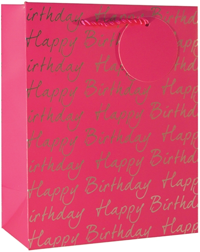 Ukrasna kesa M Dazzle Birthday Script Silver/Pink