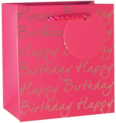 Ukrasna kesa S Dazzle Birthday Script Silver/Pink