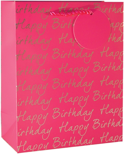 Ukrasna kesa L Dazzle Birthday Script Silver/Pink