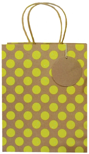 Ukrasna kesa M Glitter Neon Kraft Dots Yellow