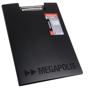 PVC Fascikla-podmetač sa štipaljkom Megapolis A4 - crni