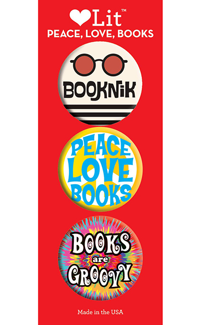 Peace, Love, Books 3-Button Assortment