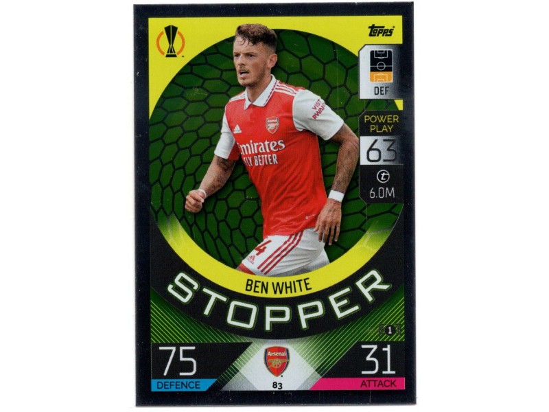 83.Ben WHITE -ARSENAL FC- TOPPS Match ATTAX 2023