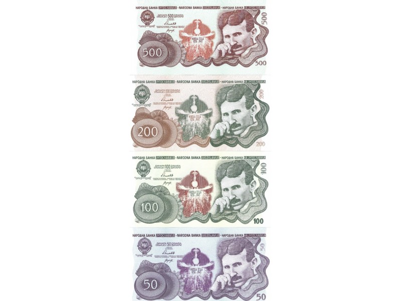 Nikola Tesla 50, 100, 200 i 500 Dinara 2024 UNC Fantasy