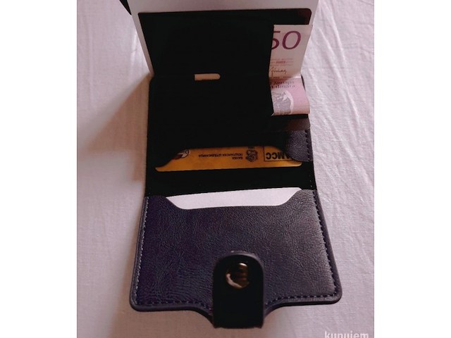Metalni-kožni držač-novčanik za kartice