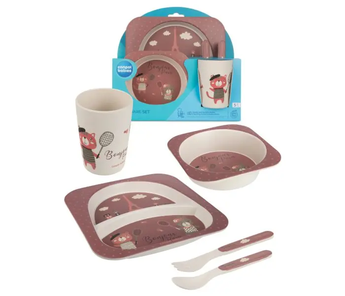 CANPOL BABIES Set za hranjenje beba Bonjour 12m+ 5/1 roze