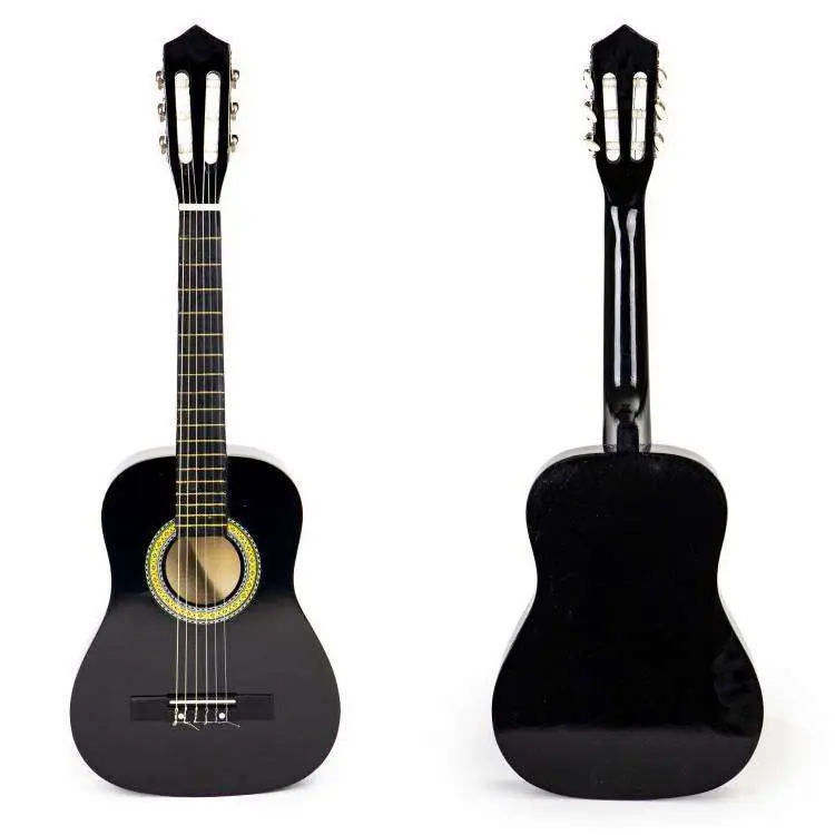 ECO TOYS Velika drvena gitara za decu, Crna