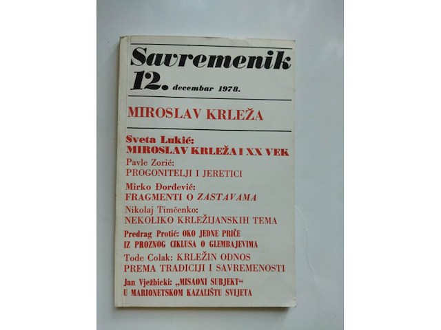 Savremenik 12-Miroslav Krleža