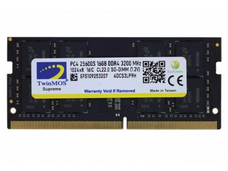 TWINMOS SODIMM 16GB DDR4 , 3200MHZ, MDD416GB3200N
