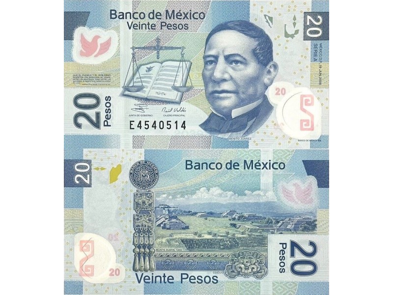 MEKSIKO Mexico 20 Pesos 2006 UNC, P-122 Polymer