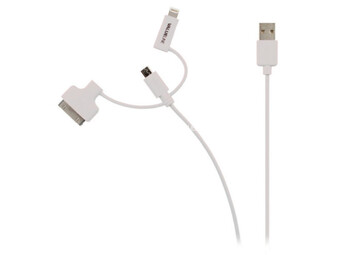 Nedis VLMP39410W1.00 3 u 1 sync and charge cable USB-A male - micro B male 1.00 m white + 30-Pin doc