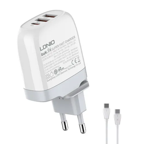 Kucni punjac LDNIO A3511Q PD, QC4+, QC3.0, PPS, 65W Type C na Type C