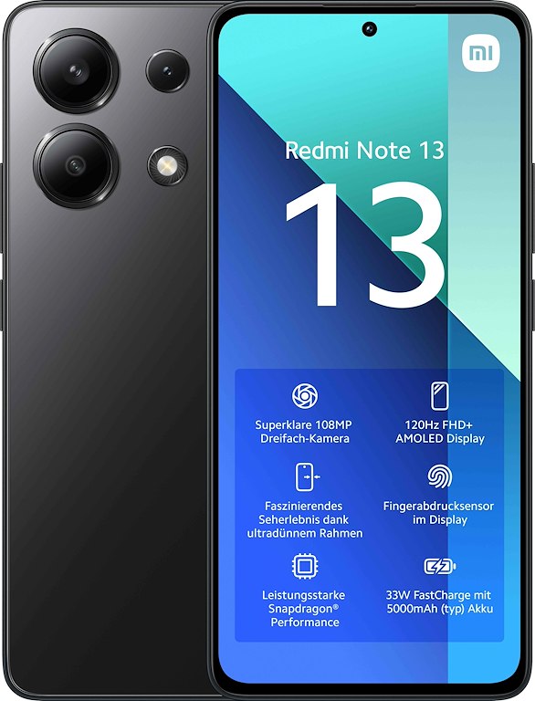 Xiaomi Redmi Note 13 6/128GB (MZB0FYKEU) crni mobilni 6.67" Octa Core Snapdragon 685 6GB 128GB 108Mpx+8Mpx+2Mpx Dual Sim