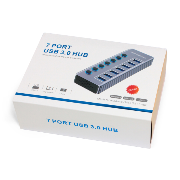 USB 3.0 HUB 7 porta LWD HQ sivi