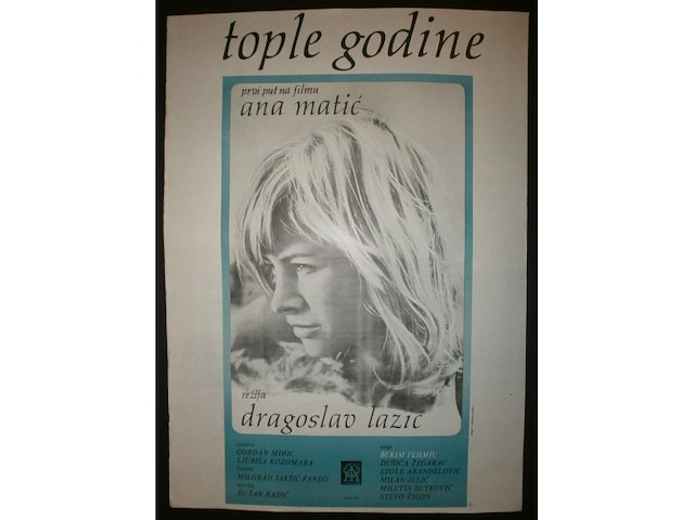 TOPLE GODINE (1966) Bekim Fehmiu FILMSKI PLAKAT