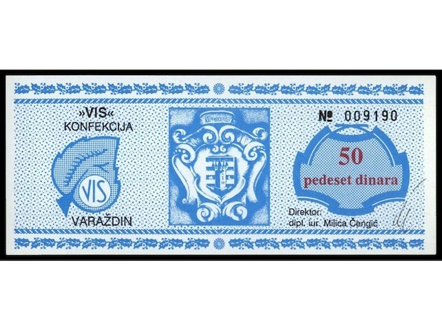 Hrvatska Varazdin 50 dinara 1980 Vis bon UNC