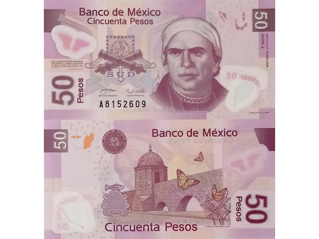 MEXICO Meksiko 50 Pesos 2008 UNC, P-123 Polymer