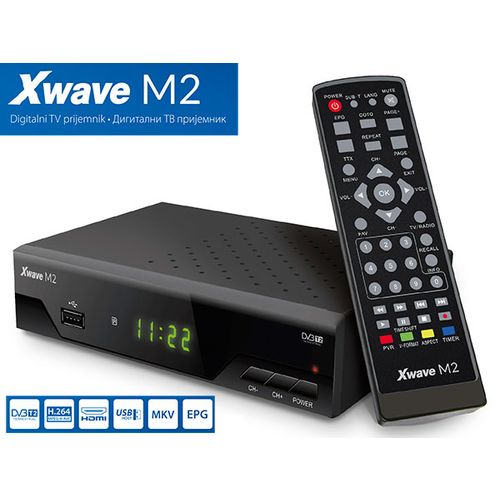 Xwave M2 DVB-T2 Set Top Box,LED,scart,HDMI,RF in-out,USB,media player,metalno kućište