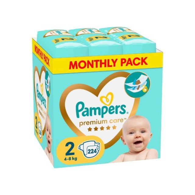 PAMPERS PREMIUM CARE 2 pelene, 224kom MESEČNO PAKOVANJE