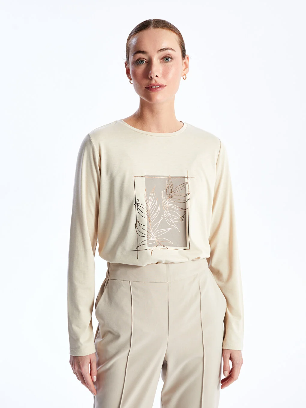LCWAIKIKI Classic Ženska majica sa printom - dugi rukav