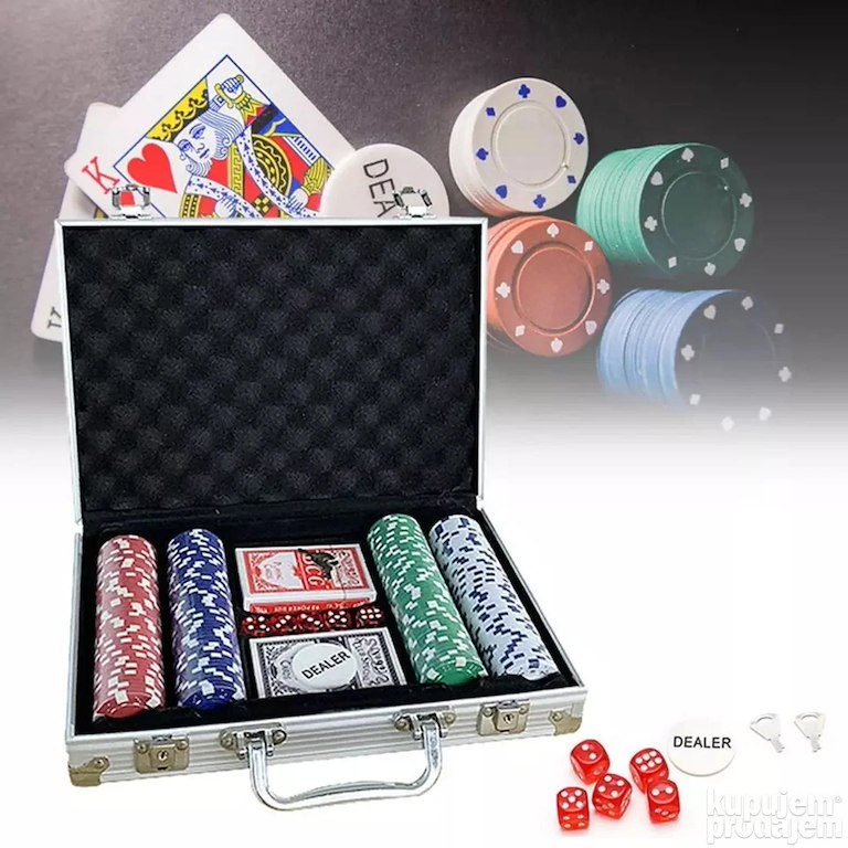 Cipovi za poker 300 komada + dva špila karata u koferu - Cipovi za poker 300 komada + dva špila karata u koferu