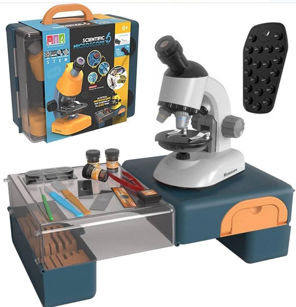 Dečiji mikroskop + sto-kofer sa sočivima u boji sivi - Dečiji mikroskop + sto-kofer sa sočivima u boji sivi