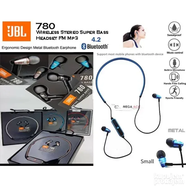 JBL 780 Metal Super Bass Wireless bezicne slusalice blutut - JBL 780 Metal Super Bass Wireless bezicne slusalice blutut