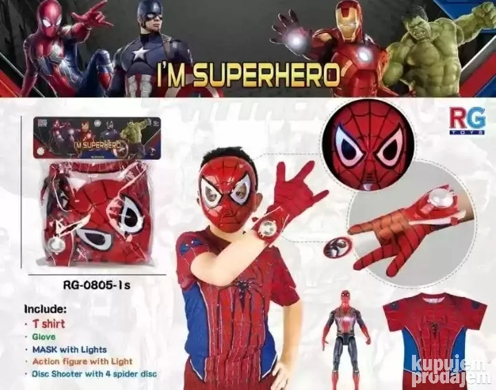 Komplet Spiderman Maska, igračka, sat, rukavica i majca - Komplet Spiderman Maska, igračka, sat, rukavica i majca