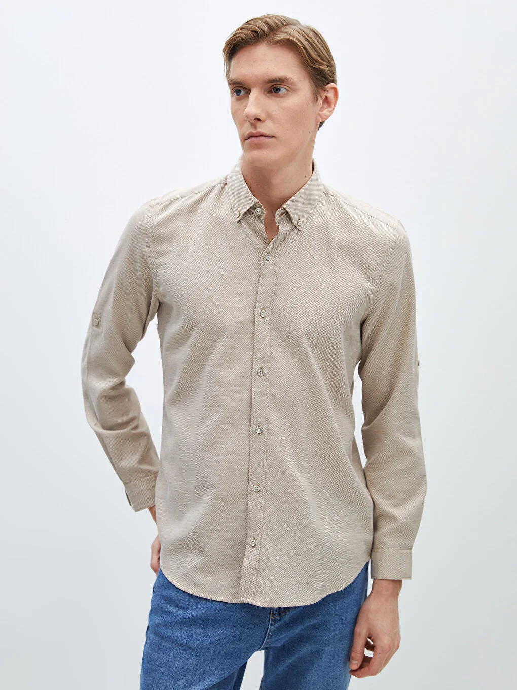 LCW Vision Muška košulja dugih rukava slim fit od dobby tkanine