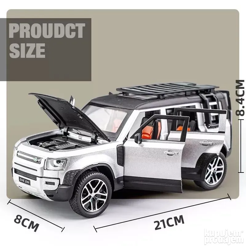 Land Rover Defender 1/24 beli metal - Land Rover Defender 1/24 beli metal