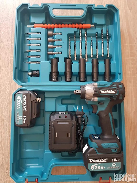 Makita Aku udarni odvijac busilica srafilica 128v + pribor - Makita Aku udarni odvijac busilica srafilica 128v + pribor