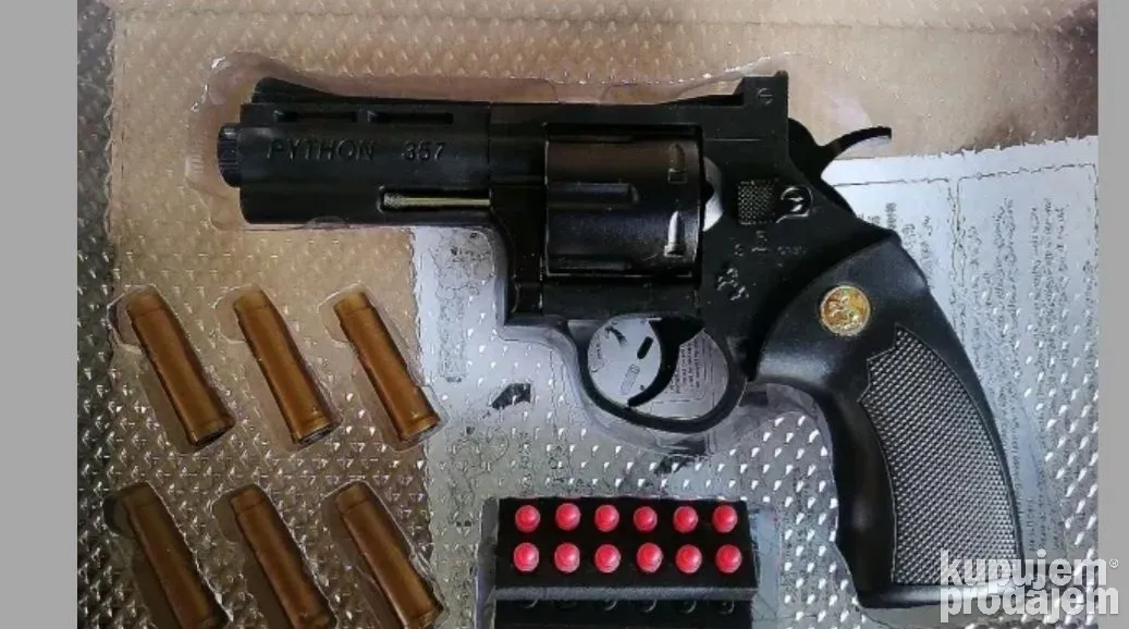 Metalni pištolj revolver sa EVA metkicima 16cm 2K24244 - Metalni pištolj revolver sa EVA metkicima 16cm 2K24244
