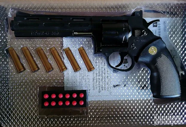 Metalni pištolj revolver sa EVA metkićima 20cm - Metalni pištolj revolver sa EVA metkićima 20cm