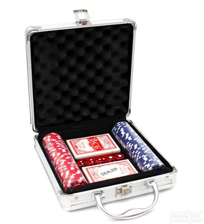 Poker čipovi sa dva špila u metalnom koferu 100pcs - Poker čipovi sa dva špila u metalnom koferu 100pcs
