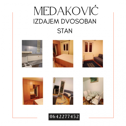 Medaković-Padina, izdajem dvosoban namešten stan