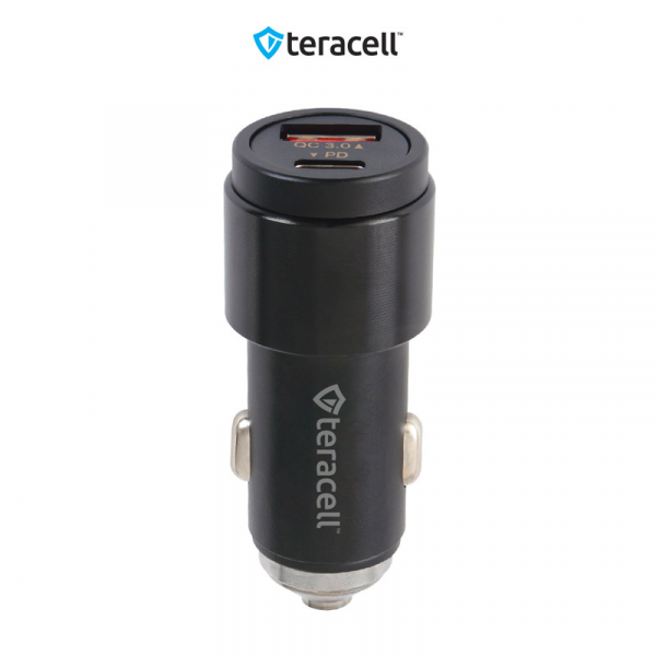 Auto punjac Teracell Evolution TC-11 PD 22.5W + USB QC3.0 20W, 45W (total) sa Type C kablom crni