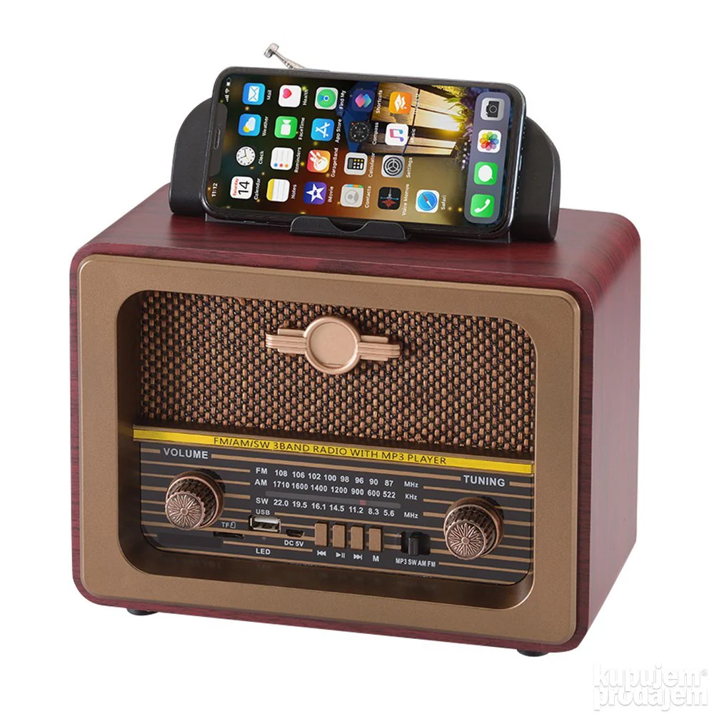 Retro radio tranzistor sa Bluetooth USB, FM, LED - Retro radio tranzistor sa Bluetooth USB, FM, LED