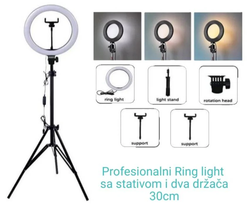 Ring light 30cm sa dva držača za telefon - Ring light 30cm sa dva držača za telefon