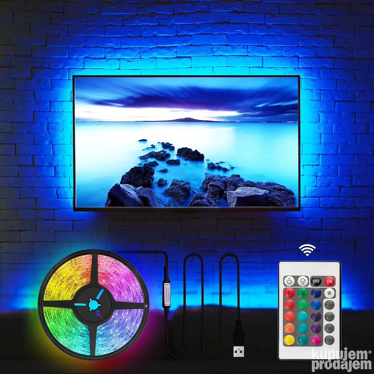 USB LED RGB Traka 5M za tv monitor televizor + daljinski - USB LED RGB Traka 5M za tv monitor televizor + daljinski