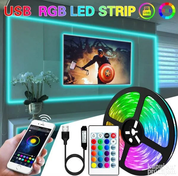 USB RGB LED traka za TV 5m - USB RGB LED traka za TV 5m