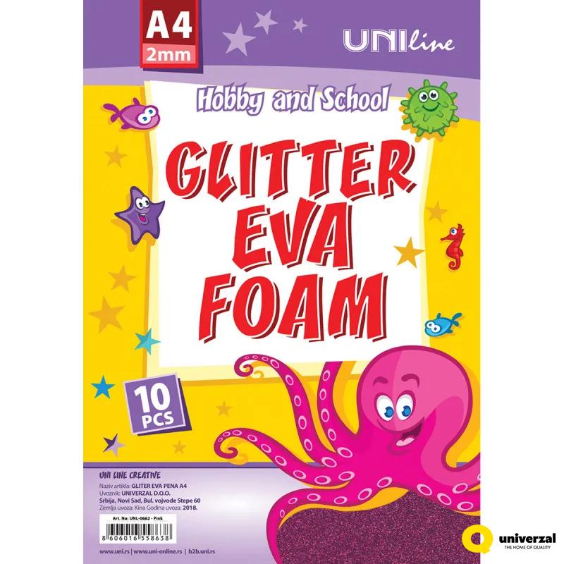 DEKORATIVNA GUMA GLITER A4 10/1 PINK UNL-0662