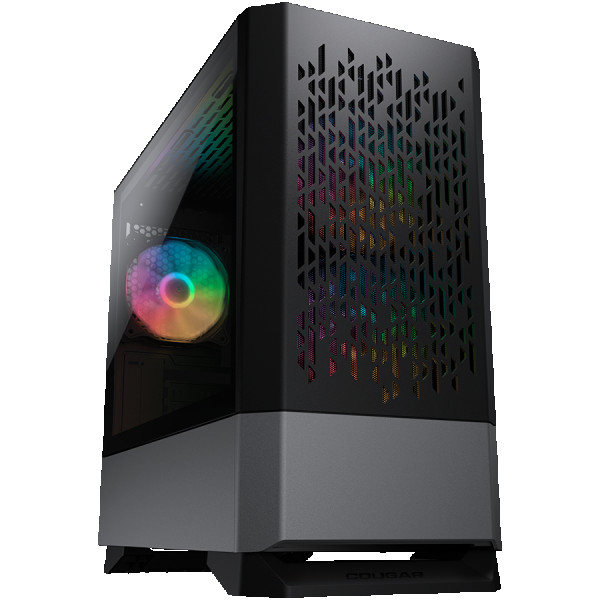 COUGAR | MG140 Air RGB Black | PC Case | Mini Tower Air Vents Front Panel 3 x ARGB Fans 4mm TG Left Panel ( CGR-5JM8B-AIR-RGB )