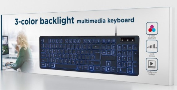 KB-UML3-02 Gembird LED multimedijalna tastatura sa pozadinskim osvetljenjem, US layout USB