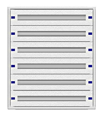 Modularno kućište 3-18K 6-redno, komplet, met.pred.ploče
Front plates sheet steel