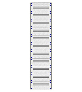 Umetak KVN 40mm 2-45K, 11-redni,met.pr.pl.,spremno za ožič.
front plates sheet steel, prepared for wiring duct installation