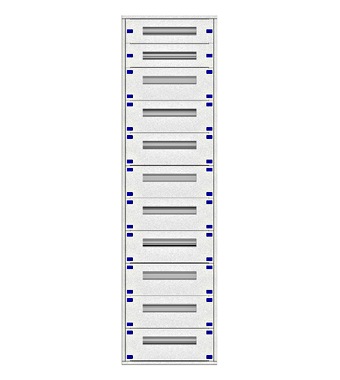 Umetak KVN 60mm 2-42K, 11-redni,met.pr.pl.,spremno za ožič.
front plates sheet steel, prepared for wiring duct installation