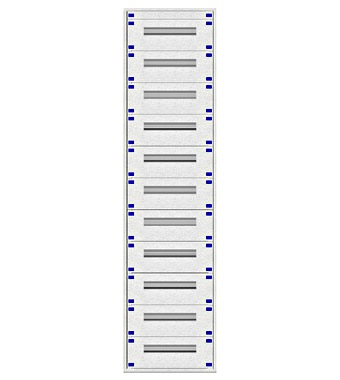 Umetak KVN 60mm 2-45K, 11-redni,met.pr.pl.,spremno za ožič.
front plates sheet steel, prepared for wiring duct installation