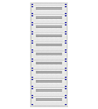 Umetak KVN 60mm 3-45K, 11-redni,met.pr.pl.,spremno za ožič.
front plates sheet steel, prepared for wiring duct installation