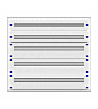 Umetak KVN 40mm 4-18K, 5-redni,met.pr.ploče,spremno za ožič.
front plates sheet steel, prepared for wiring duct installation